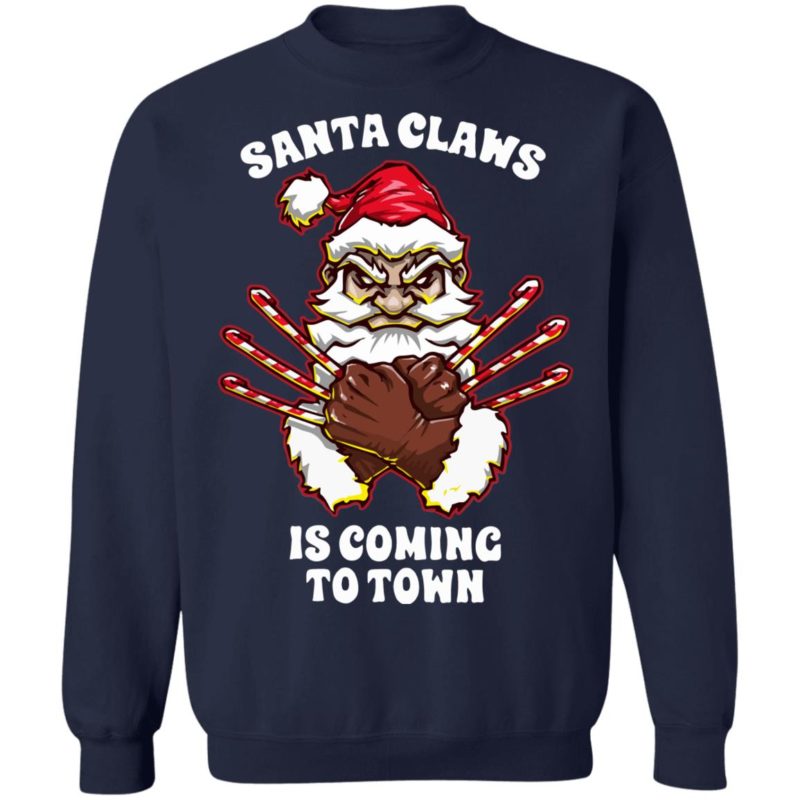 Christmas Wolverine Santa Claus Is Coming To Town Shirt Ls Hoodie - Q ...