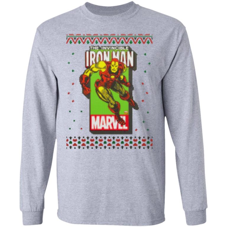 MCU Marvel The Invincible Iron Man Logo Christmas Sweater Ls Hoodie - Q ...