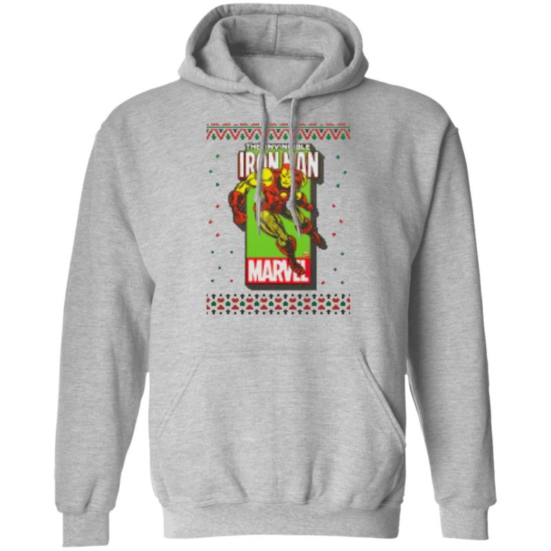 MCU Marvel The Invincible Iron Man Logo Christmas Sweater Ls Hoodie - Q ...