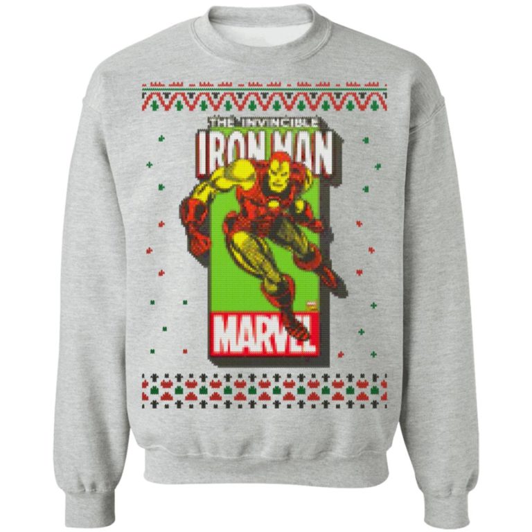 MCU Marvel The Invincible Iron Man Logo Christmas Sweater Ls Hoodie - Q ...