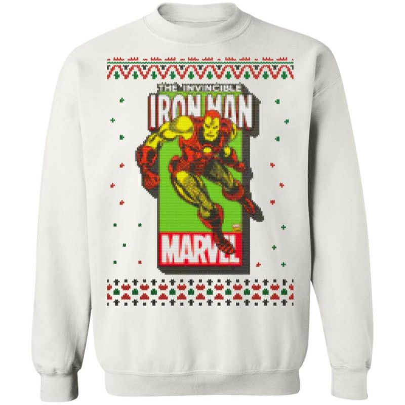 MCU Marvel The Invincible Iron Man Logo Christmas Sweater Ls Hoodie - Q ...