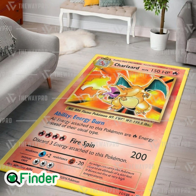 Pokemon Charizard Trading Card Evolutions Charmeleon Custom Rug - Q ...