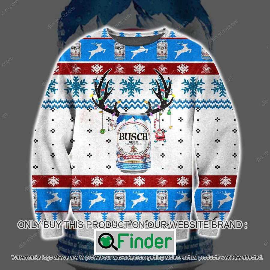 Busch Beer Reindeer White Blue Knitted Wool Sweater – LIMITED EDITION ...
