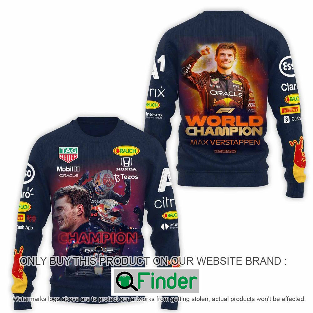Max Verstappen 2022 Formula One World Champion Navy Sweatshirt ...
